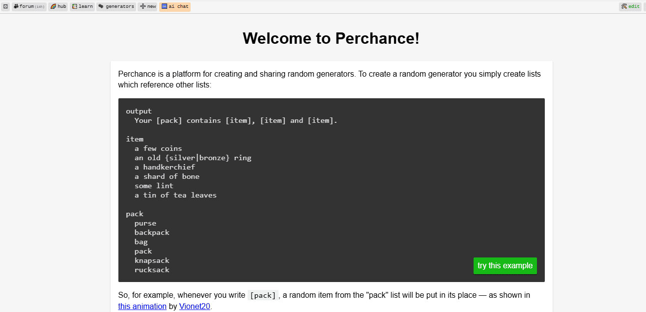 Perchance AI-Generate 1000s of Unique Creative Characters