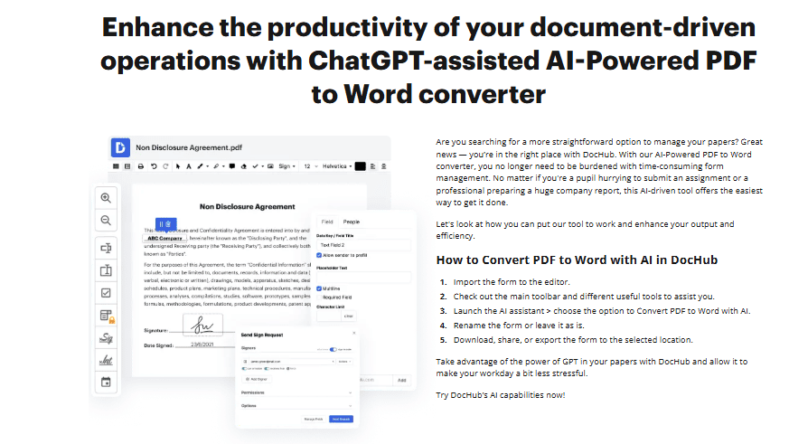 DocHub AI: Convert PDF to Word with AI in 1 minutes